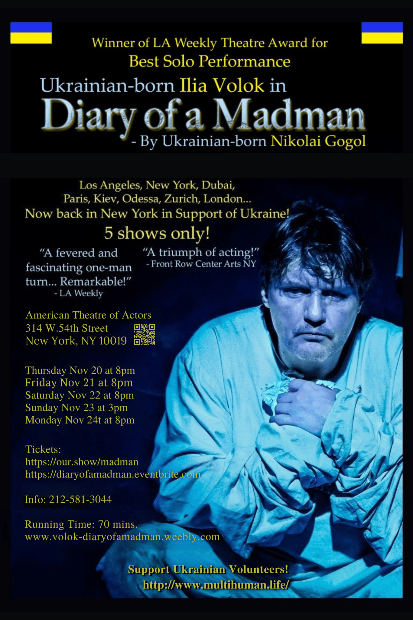 TV & Film star, Ilia Volok, returns with his one man show, DIARY OF A ...